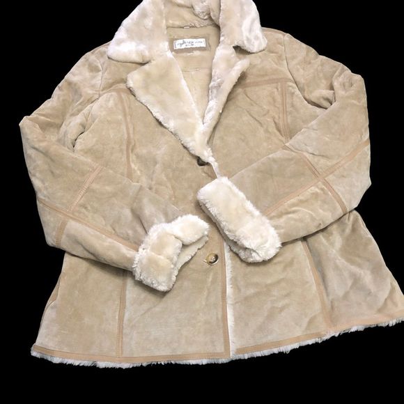 Jones of New York Sport | Jackets & Coats | Vintage Suede Leather Jacket Faux Fur Lining Xl Very ...